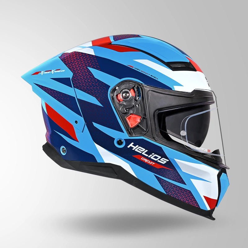 STUDDS HELIOS D2 CIRCUIT HELMET (Gloss Blue Red)